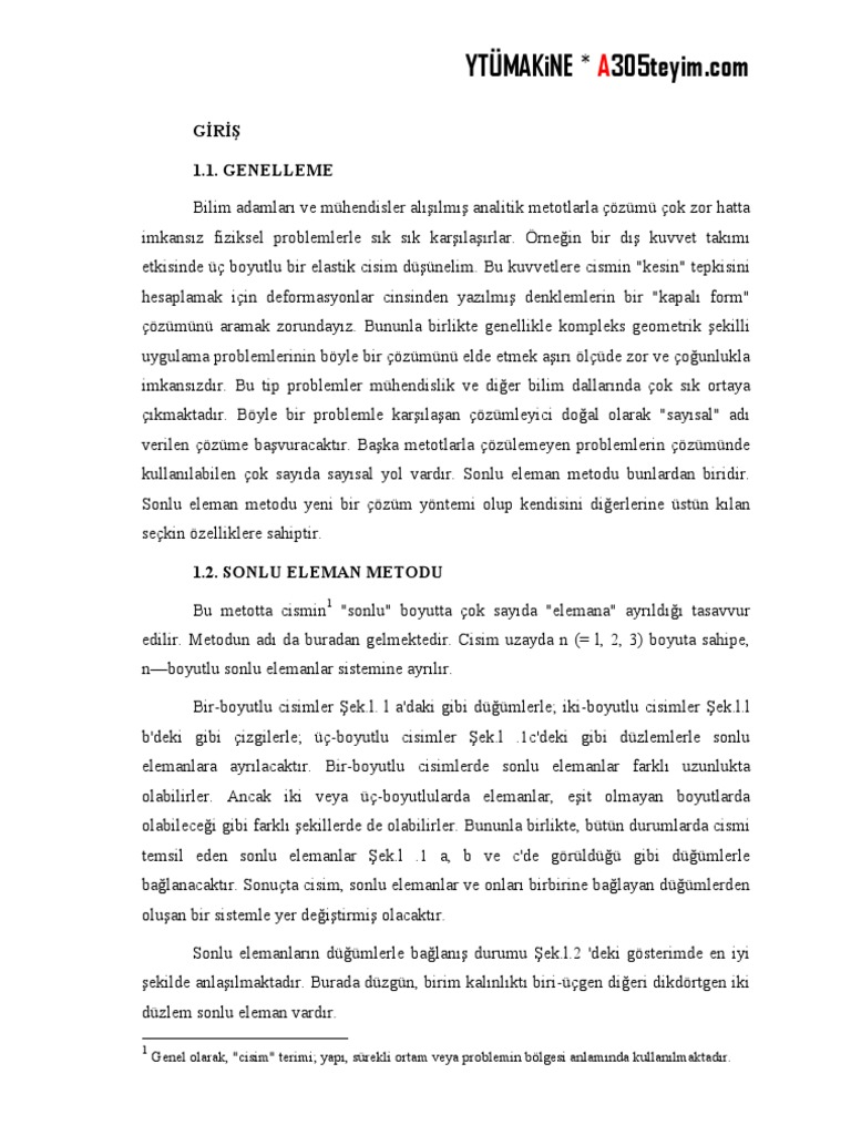 A305 Sonlu Eleman Metodu | PDF