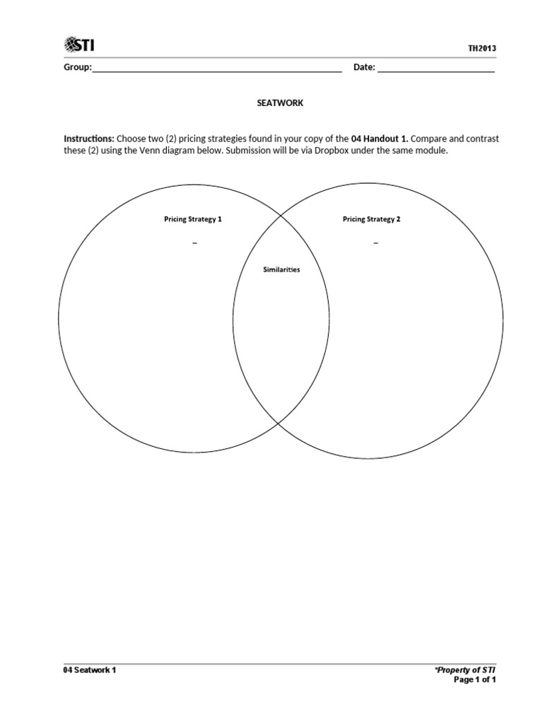 Group: Date:: These (2) Using The Venn Diagram Below. Submission Will ...