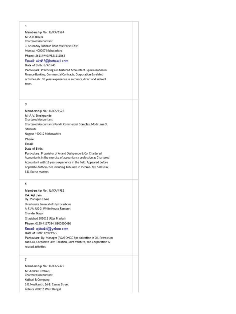 Chartered Accountants Directory in India | PDF | Accountant | Delhi