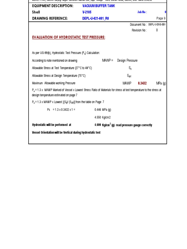 Evaluation of Hydro Test Pressure | PDF
