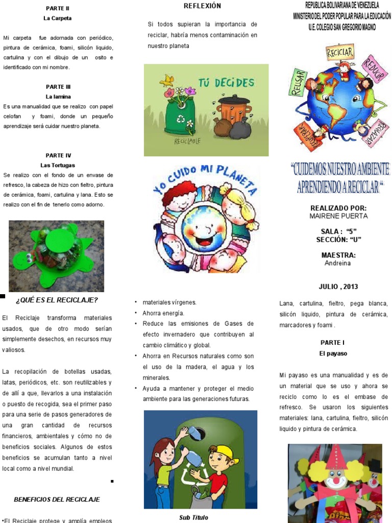 Triptico Reciclaje | PDF | Reciclaje | Residuos