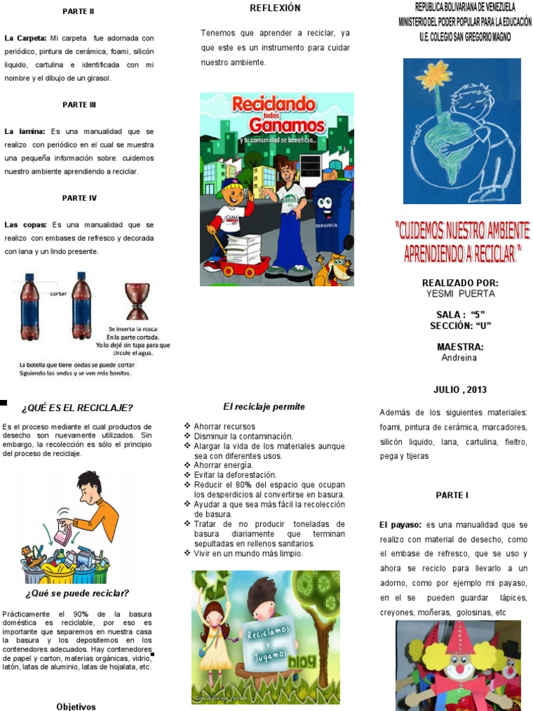 Triptico Reciclaje | PDF | Residuos | Reciclaje