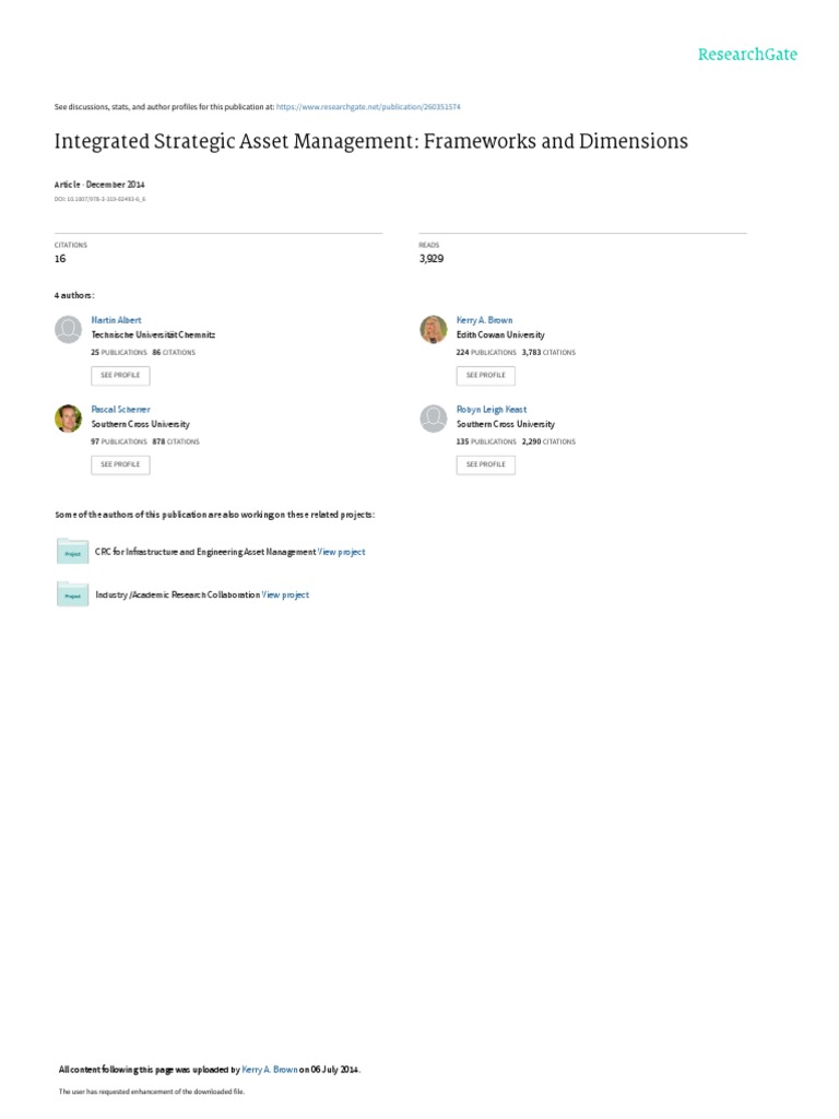 Integrated Strategic Asset Management Frameworks A | PDF | Governance ...