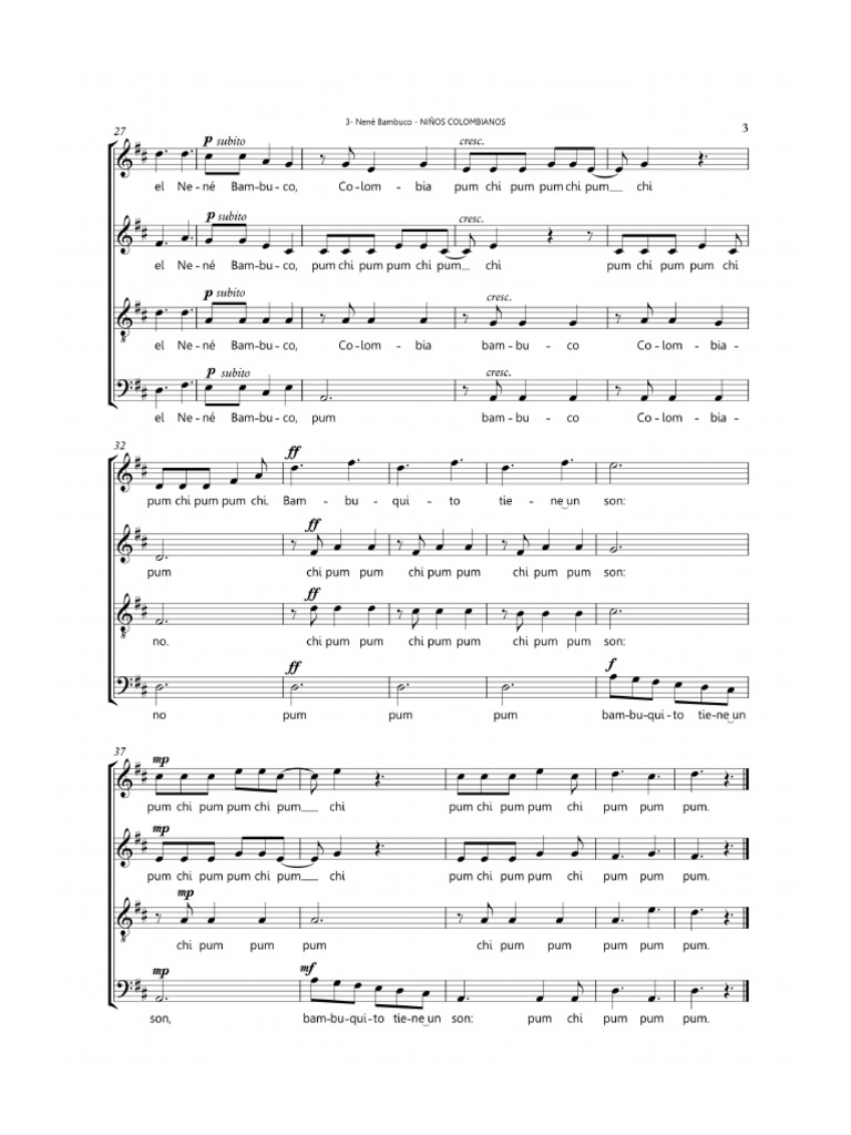 Partitura Nené Bambuco 3 | PDF