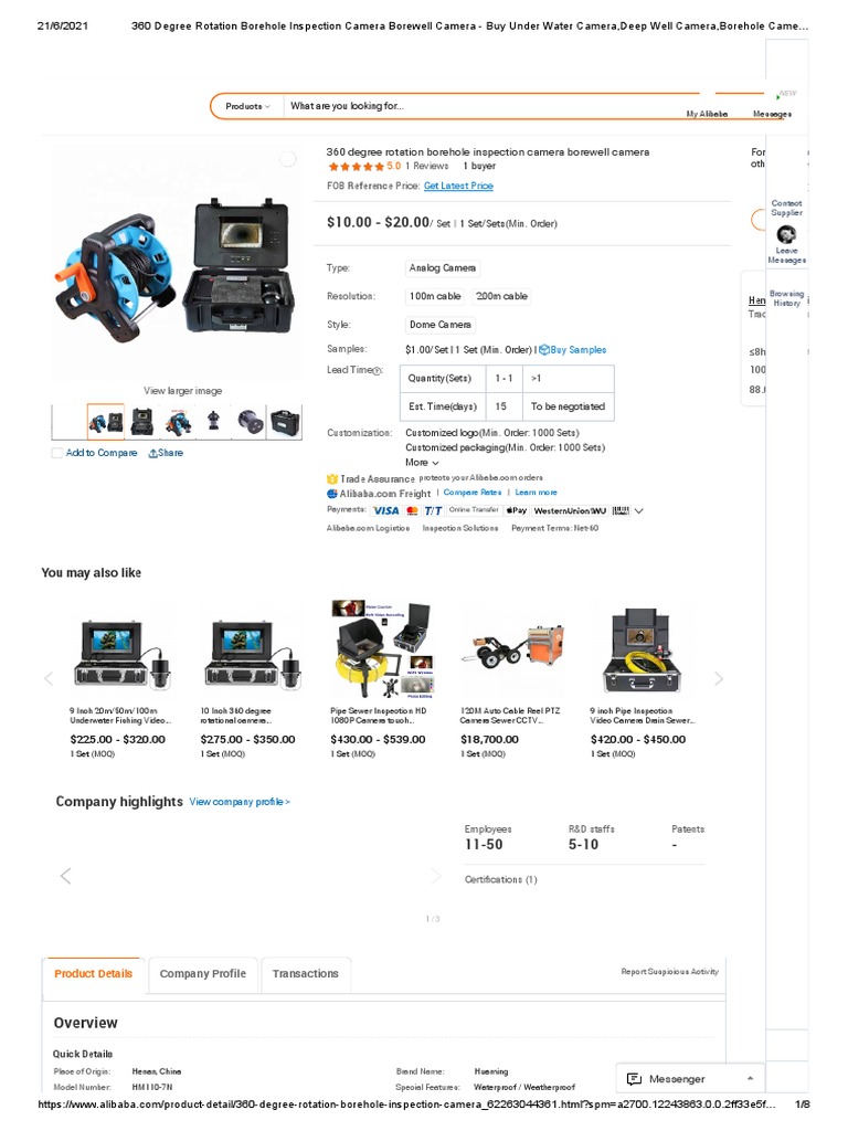 360 Degree Rotation Borehole Inspection Camera Borewell Camera - Buy ...