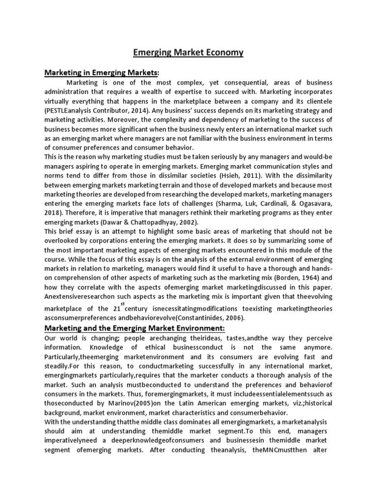 Emerging Markets 1 | PDF | Marketing | Market (Economics)