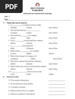 CBSE Class 1 Computer Science Worksheet - Parts of A Computer | PDF