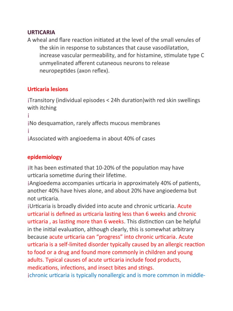 Urticaria Lesions | PDF | Allergy | Medical Specialties