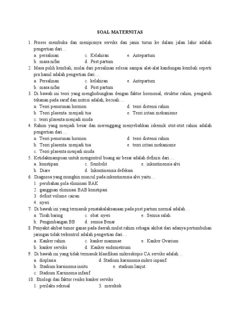 Soal Maternitas Bu Wahyuni | PDF