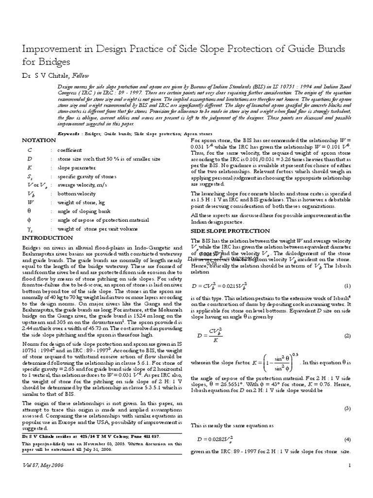 Improvement in Design Practice of Side Slope Protection of Guide Bunds ...