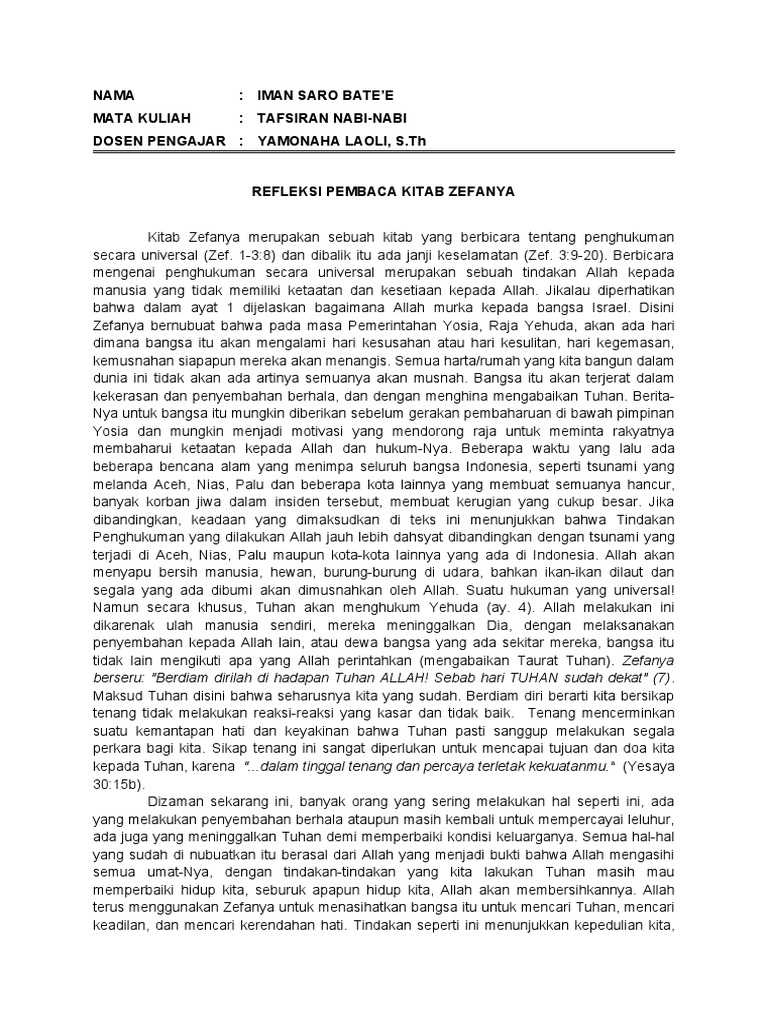 REFLEKSI ATAS KITAB ZEFANYA | PDF