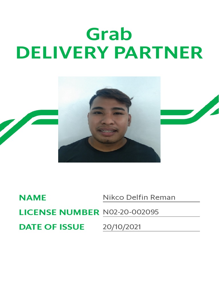 Grab Delivery Partner ID Details | PDF