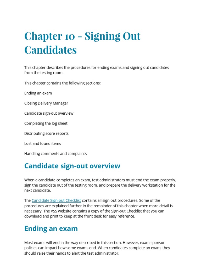 Chapter 10 - Signing Out Candidates: Candidate Sign-Out Overview | PDF ...