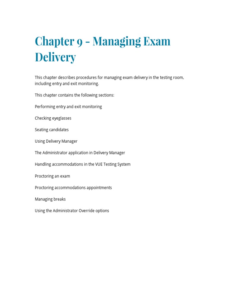 PVTC Chapter 09 - Managing Exam Delivery A4 | PDF | Test (Assessment ...