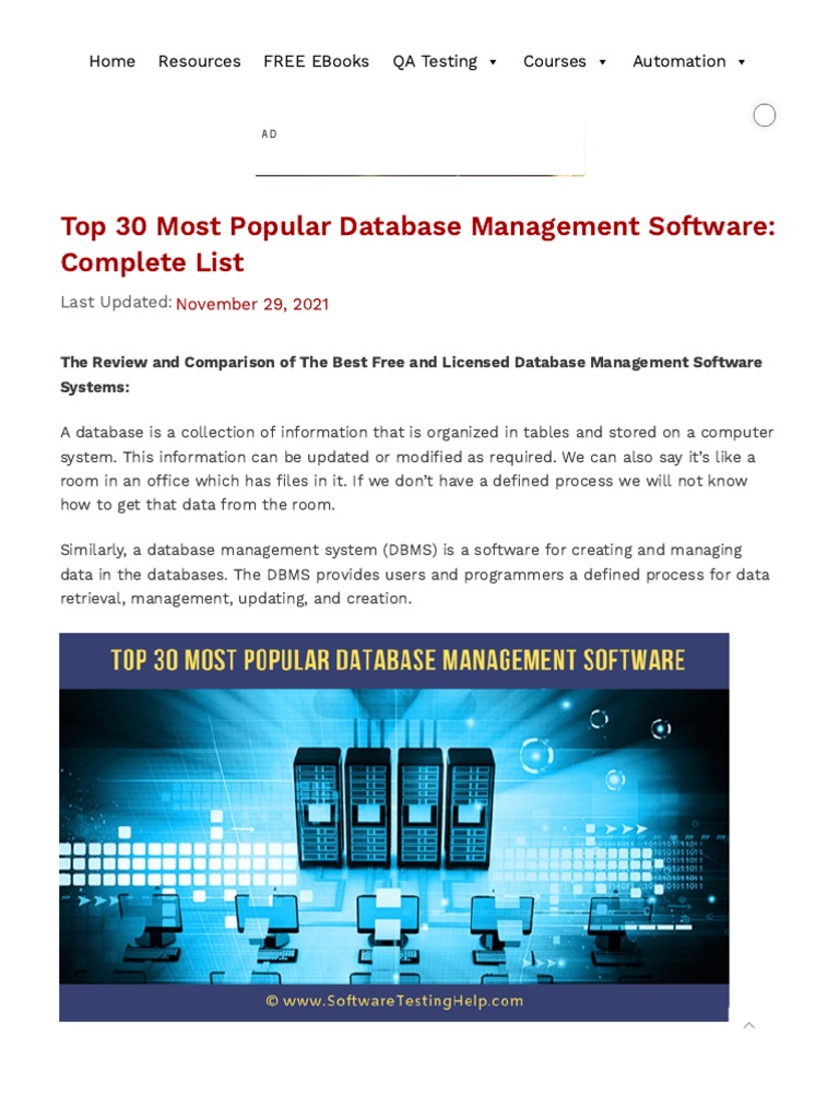 Top 30 Most Popular Database Management Software - The Complete List ...