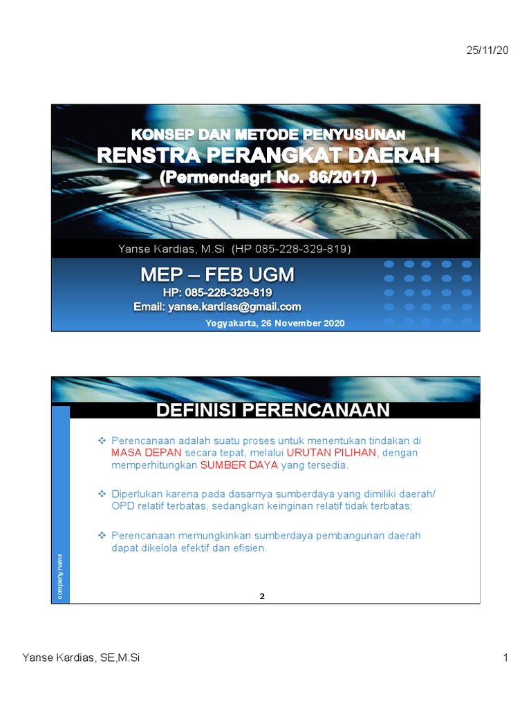 Renstra SKPD Permendagri 86 - 2017 | PDF