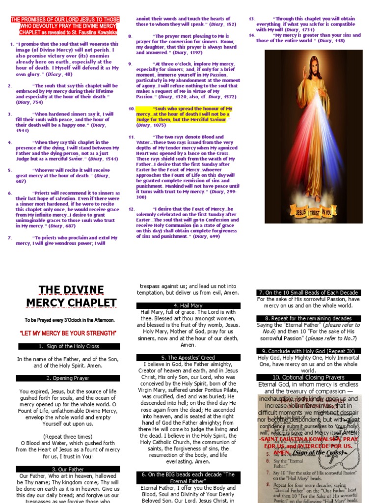 Divine Mercy Chaplet Promises and Prayer | PDF | God The Father | Mercy