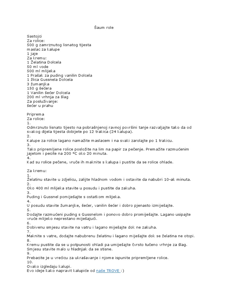 Recept Za Šaum Rolnice | PDF