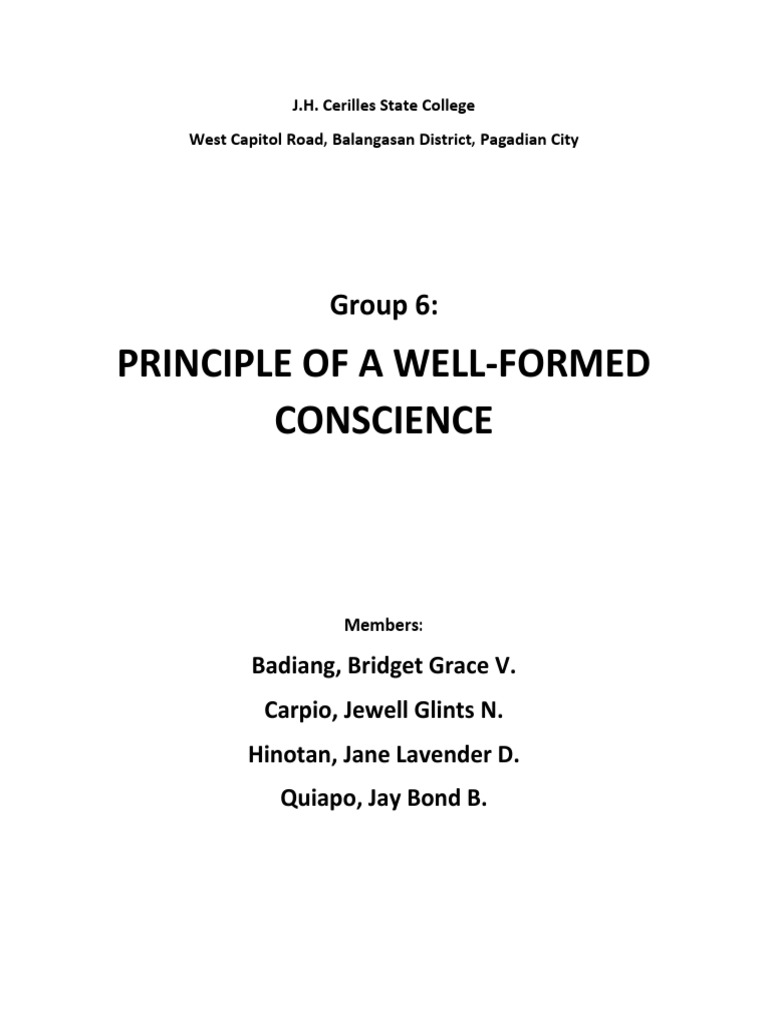 Principle of A Well-Formed Conscience: Group 6 | PDF | Conscience ...