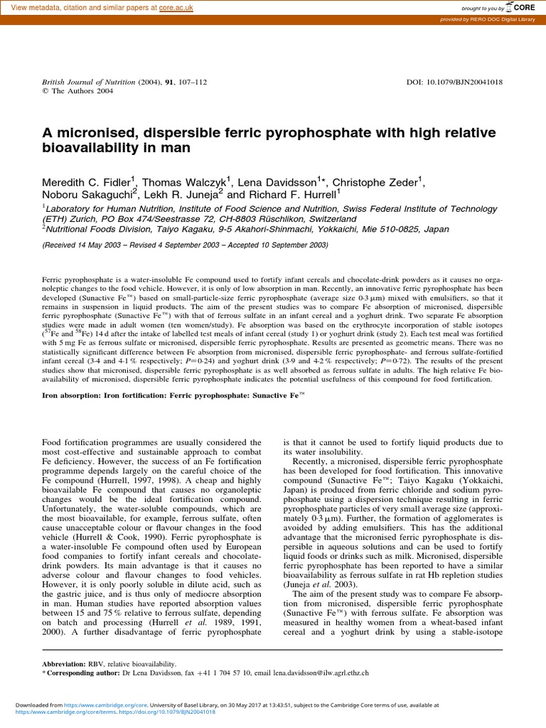 Ferric Pyrophosphate | PDF | Iron | Isotopic Labeling