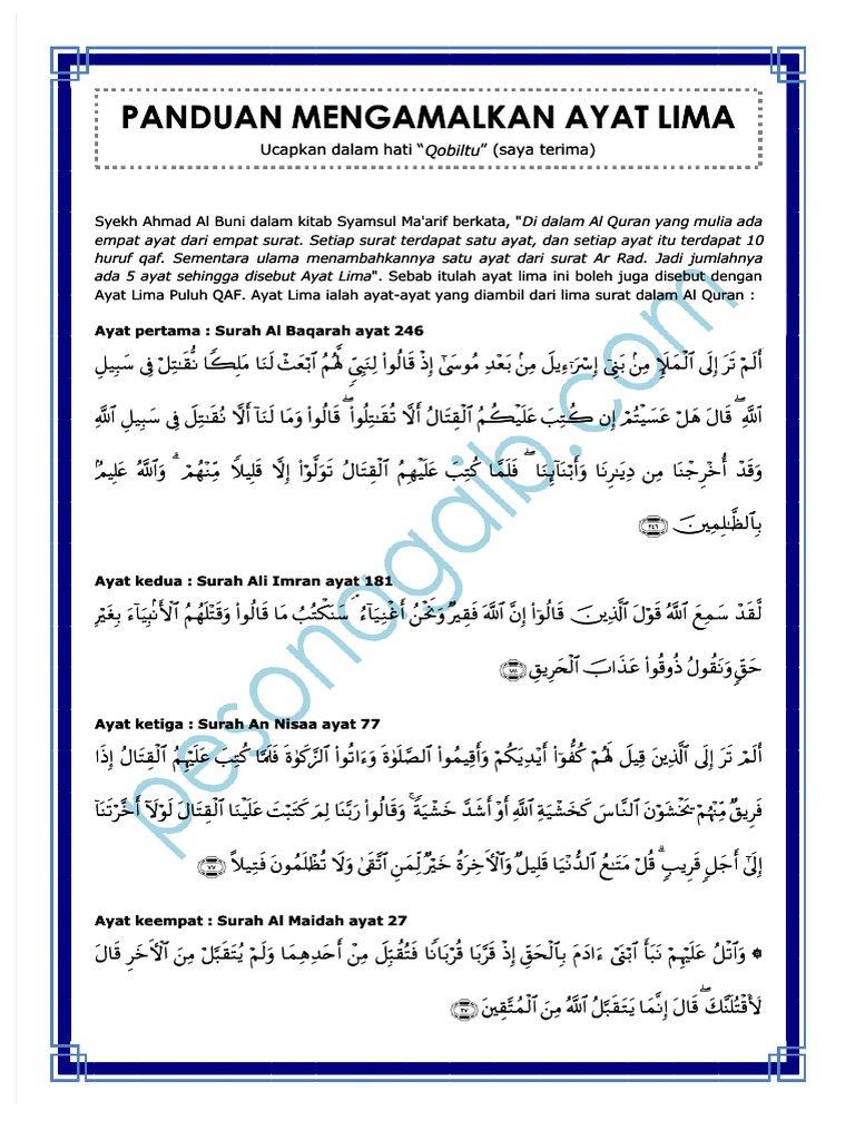 Qdoc - Tips Mengamalkan Ayat Lima | PDF