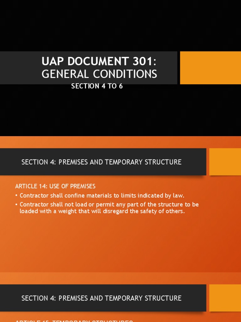 UAP 301: General Conditions Overview | PDF | Employment | Architect