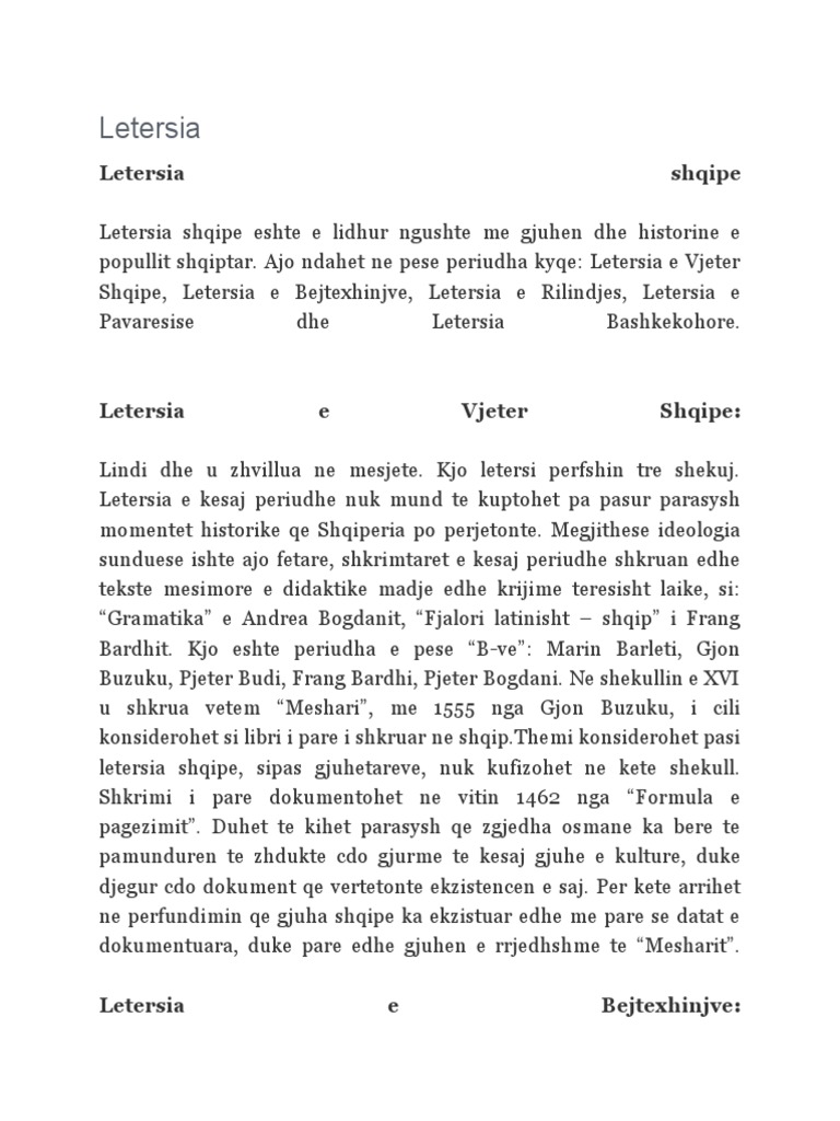 Letersia Shqiptare | PDF