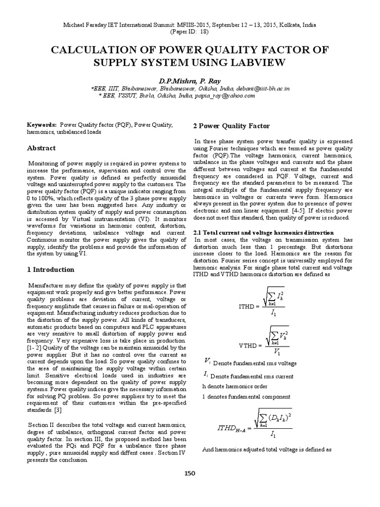 Calculation of PQF of Supply System Using Labview | PDF | Power Supply ...