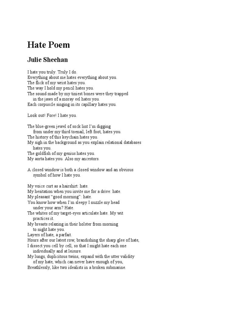 Hate Poem | PDF | Poetry