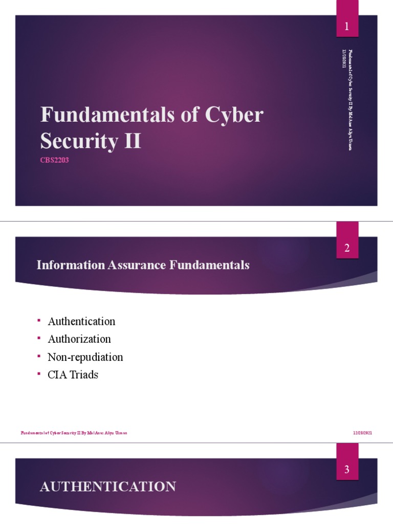 Fundamentals of Cyber Security II Lecture 1 | PDF | Information ...