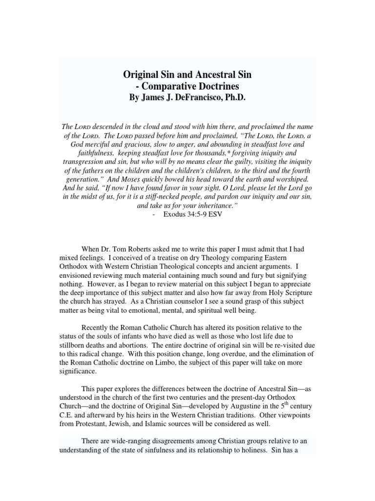 Original Sin and Ancestral Sin Comparati | PDF | Original Sin | Sin