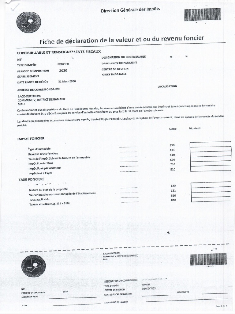 IRF TF - Formulaire Déclaration | PDF