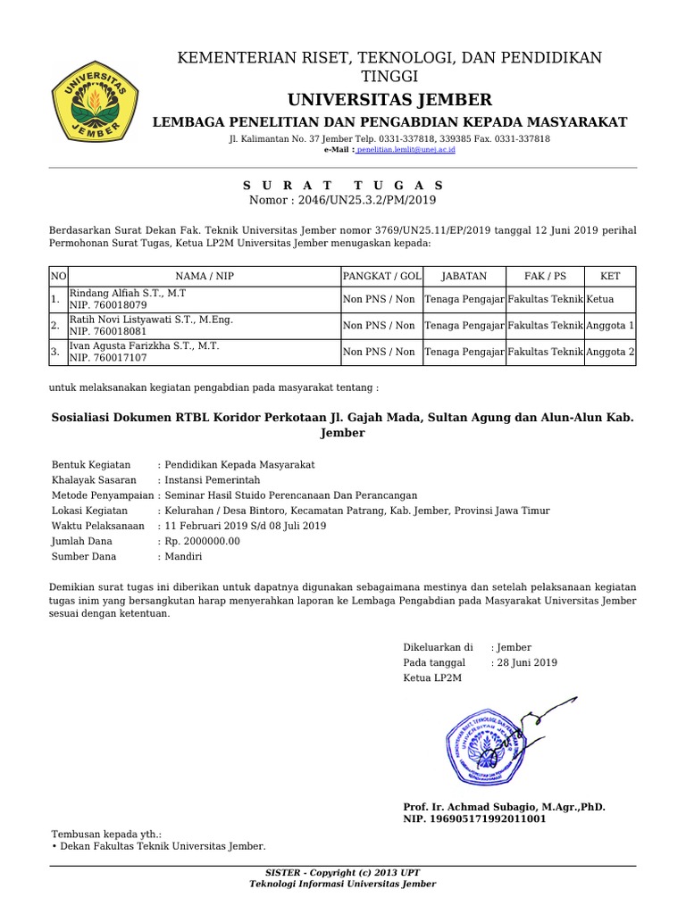 Surat Tugas Balasan Pu | PDF