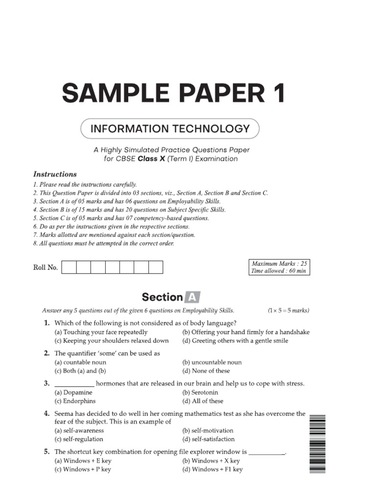 Info. Tech. 402 Arihant Model Paper - 1 | PDF