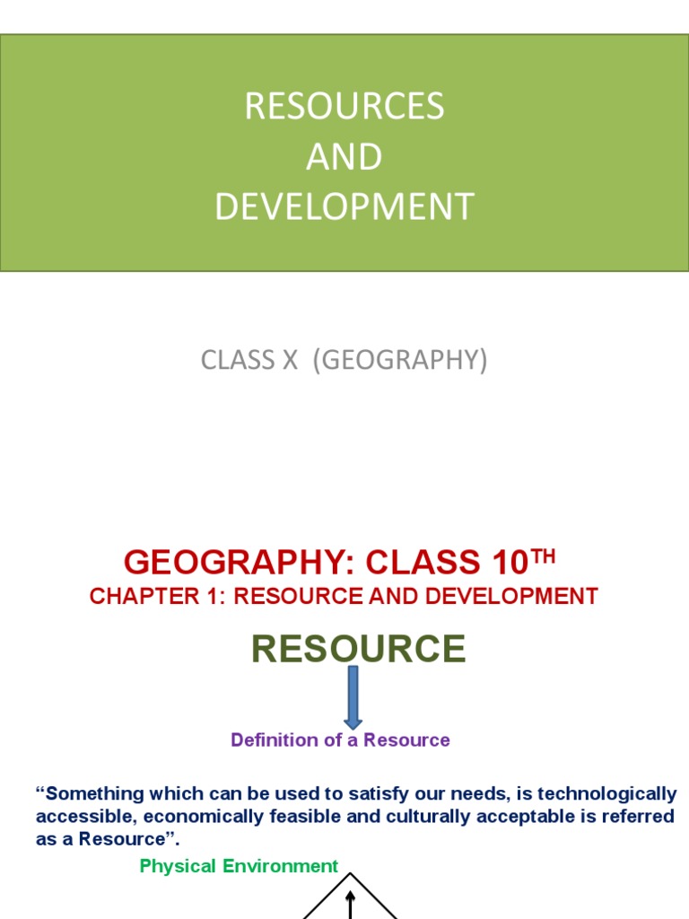 Resources AND Development: Class X (Geography) | PDF | Resource ...