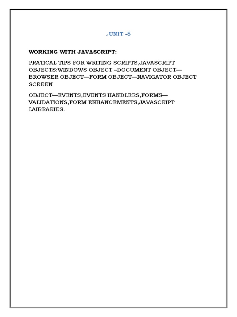 Working With Javascript Unit 5 Pdf Java Script J Query 0732
