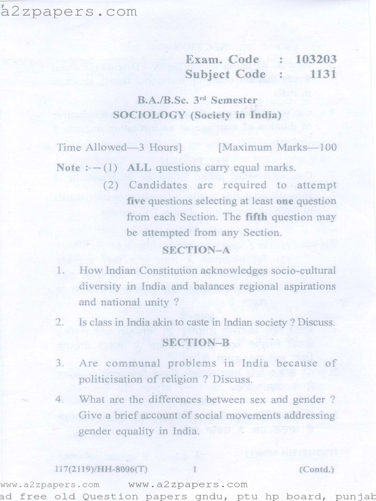 Sociology Exam Questions | PDF