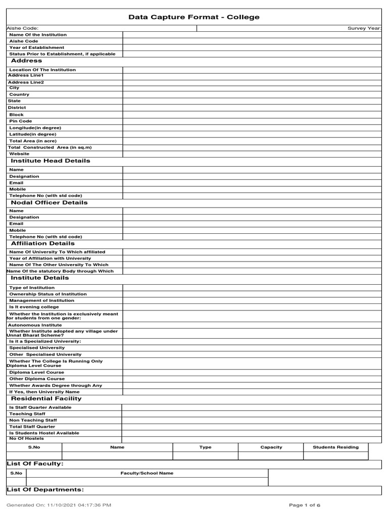 Data Capture Format - College: Address | PDF | Transgender | LGBTQIA+ ...