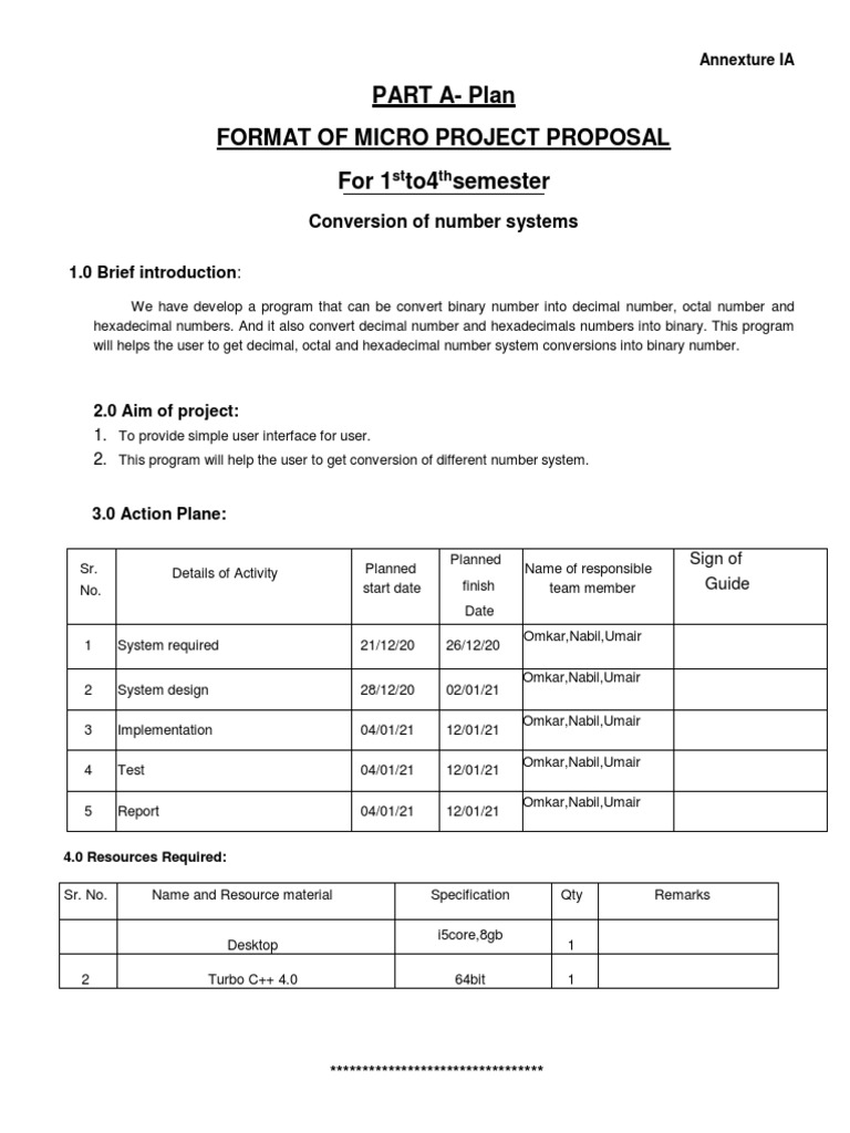 PART A-Plan Format of Micro Project Proposal For 1 To4 Semester | PDF | Computer Science ...