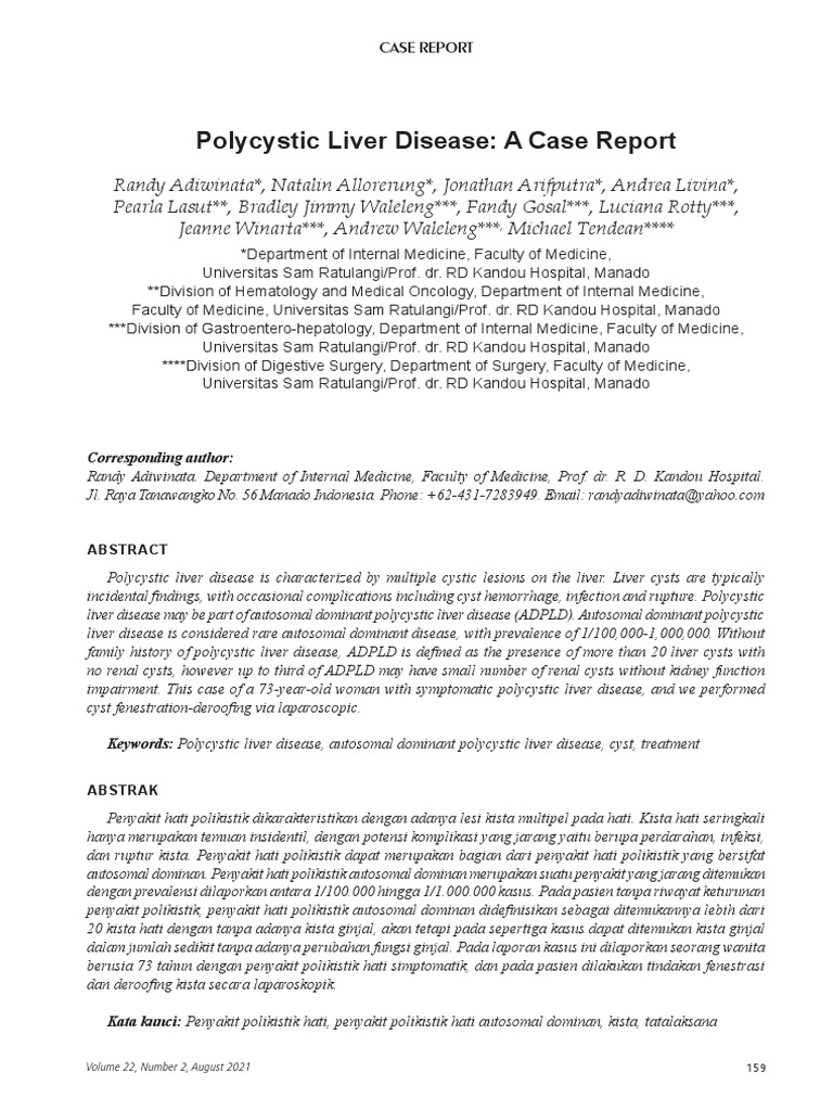 Polycystic Liver Disease A Case Report | PDF | Liver | Organ (Anatomy)