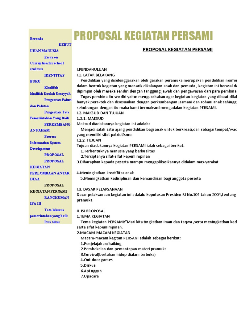 Proposal Kegiatan PERSAMI | PDF