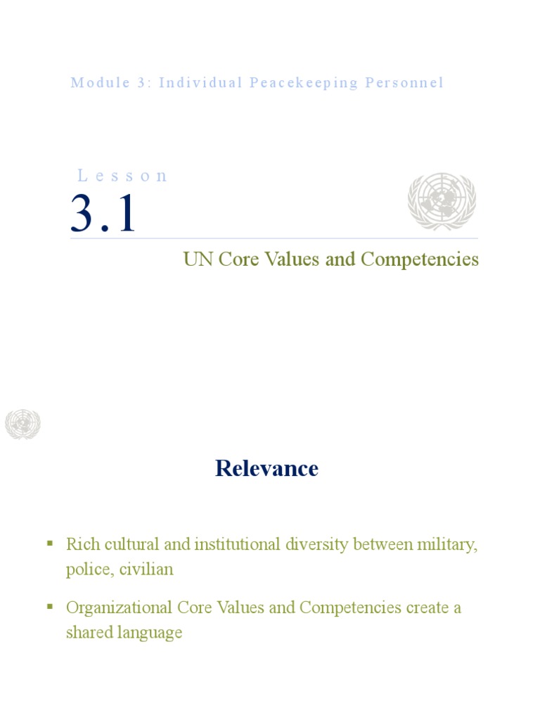 FINAL Lesson 3.1 050517 (UN CORE VALUES AND COMPETENCIES) | PDF ...