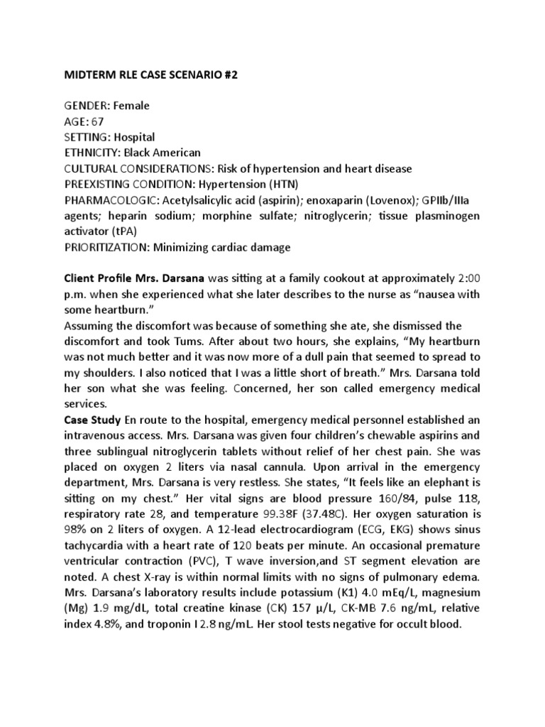 Midterm Rle Case Scenario (Mi) | Download Free PDF | Myocardial ...