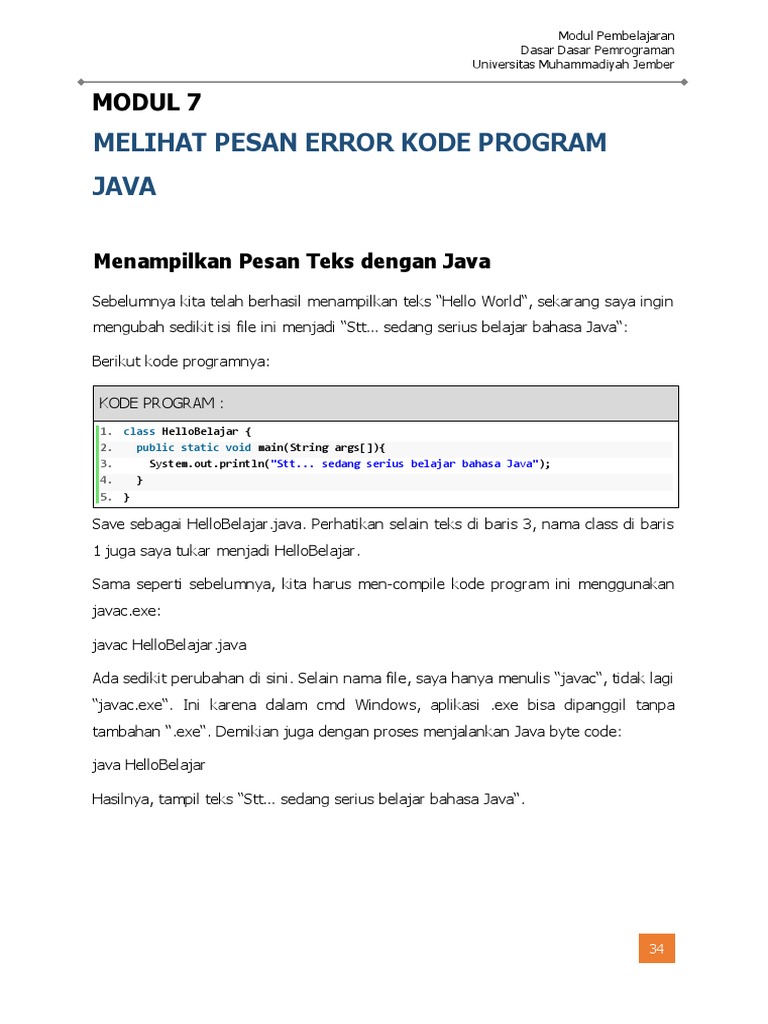 Pesan Error Java dan Solusinya | PDF | Teknologi & Rekayasa
