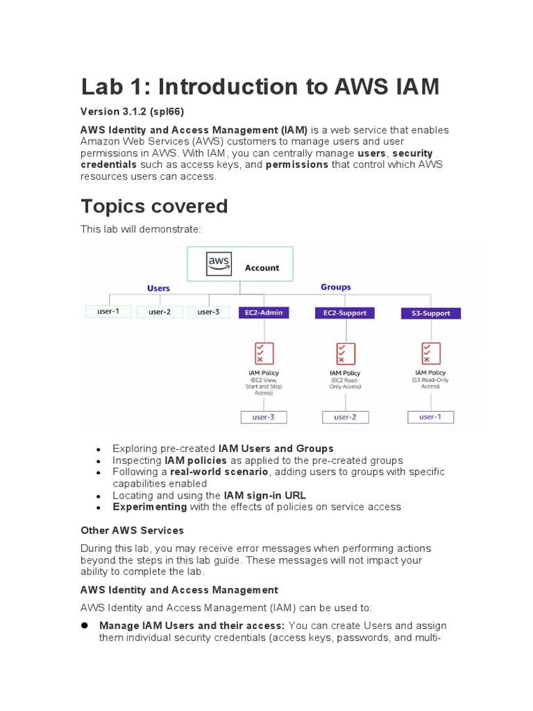 Lab 1 Introduction To AWS IAM | PDF | Amazon Web Services | World Wide Web