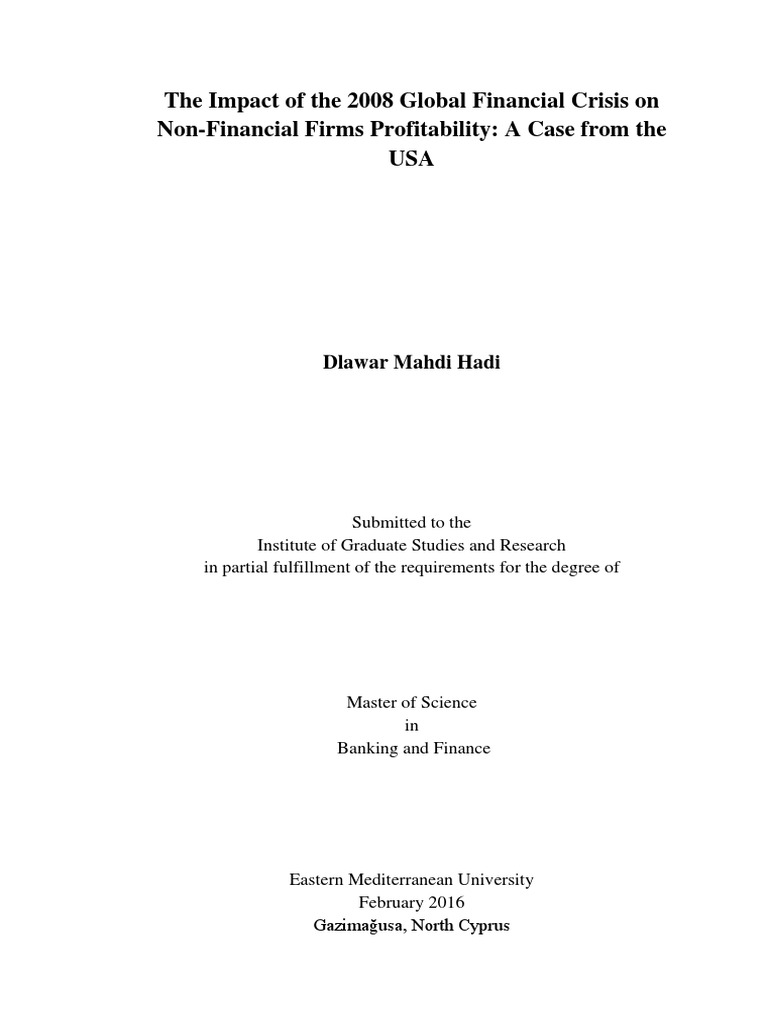The Impact of The 2008 Global Financial Crisis | PDF | Financial Crisis ...