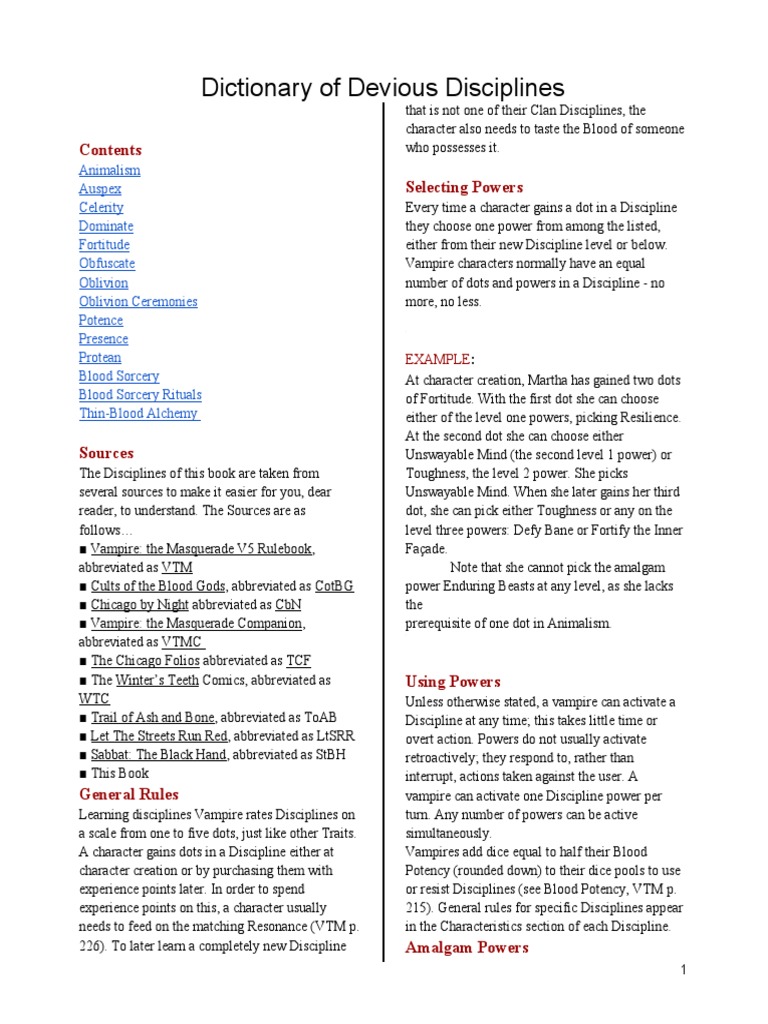Dictionary of Devious Disciplines | PDF | Vampires | Senses