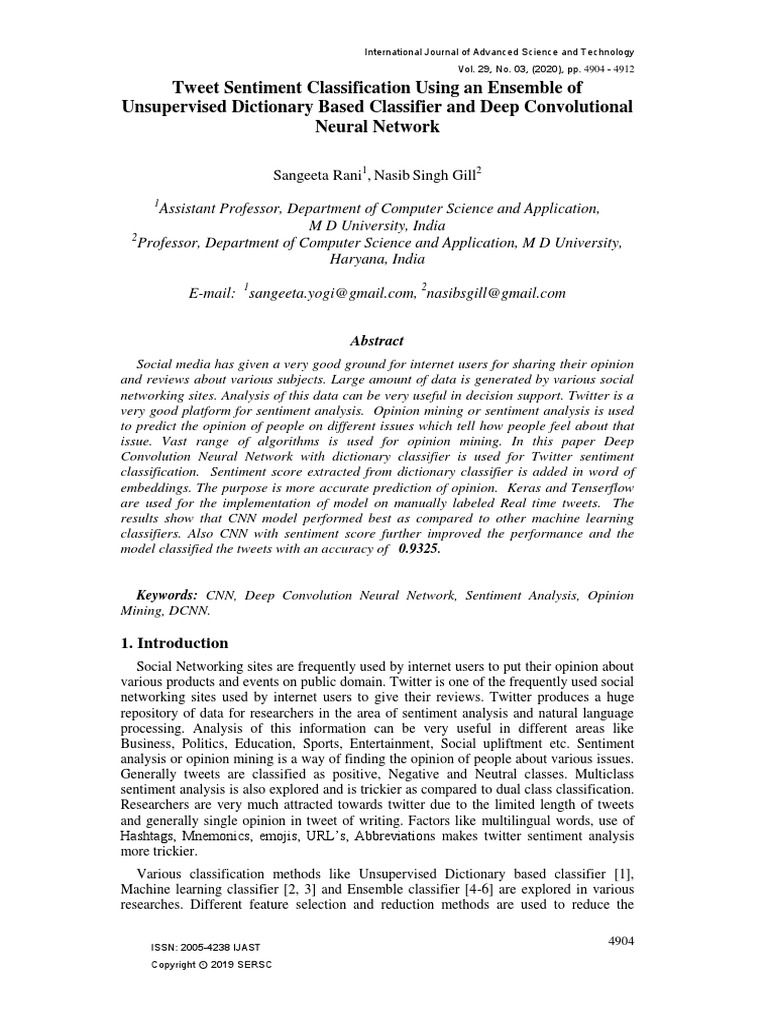 Tweet Sentiment Classification Using An Ensemble of Unsupervised Dictionary Based Classifier and ...