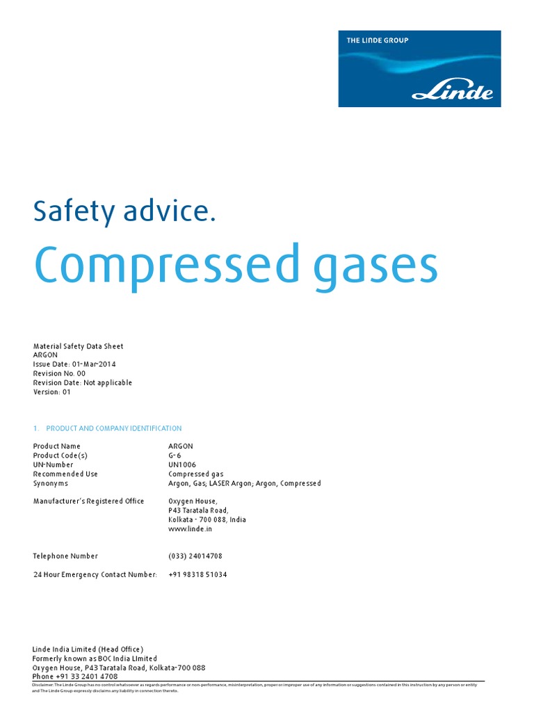 MSDS Argon Gas | PDF | Personal Protective Equipment | Firefighting