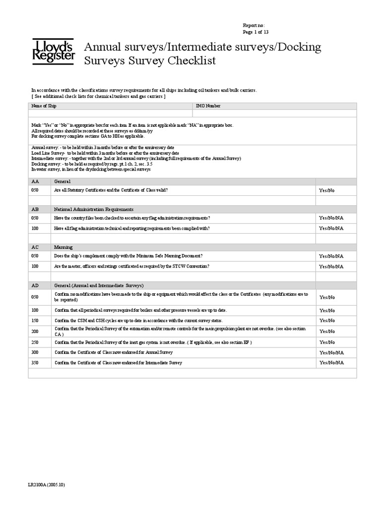 Documents - Pub LR Annual Surveys | PDF | Ships | Oil Tanker